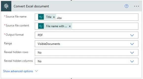 Convert Excel to PDF