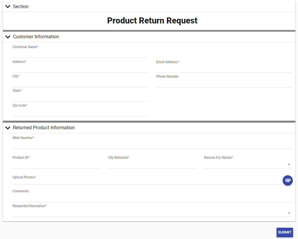 Product return request | Nutrient